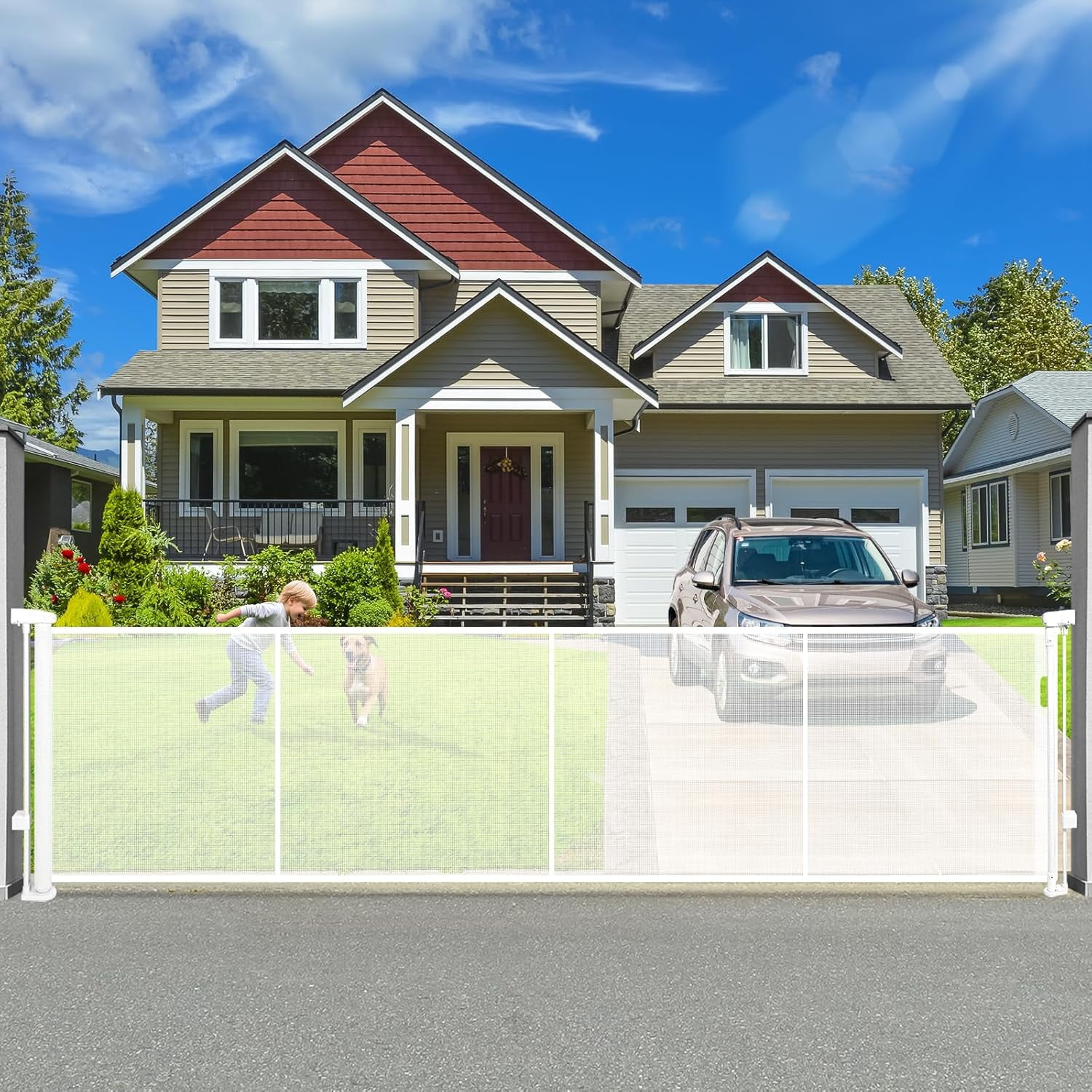 120" Retractable Gate Extra Wide, 41" Tall Retractable Gate for Stairs ...