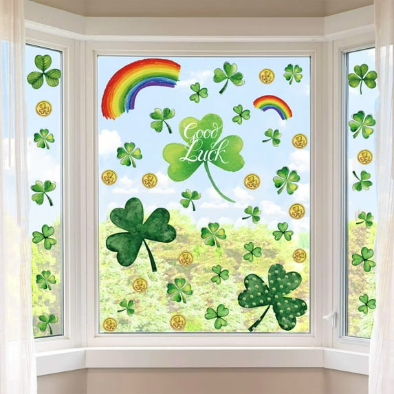120 Reusable Spring Clovers Stickers,St Patricks Day Window Clings, 109 ...