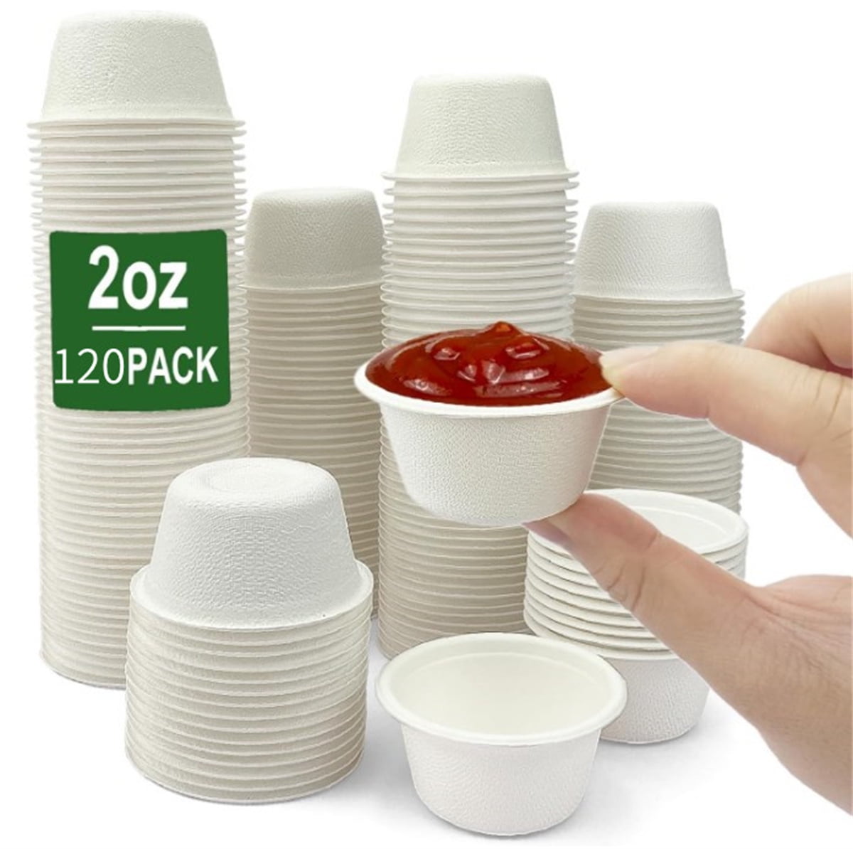 120 Set Disposable 2 OZ Portion Cups,Paper Souffle Portion Cups,Eco ...