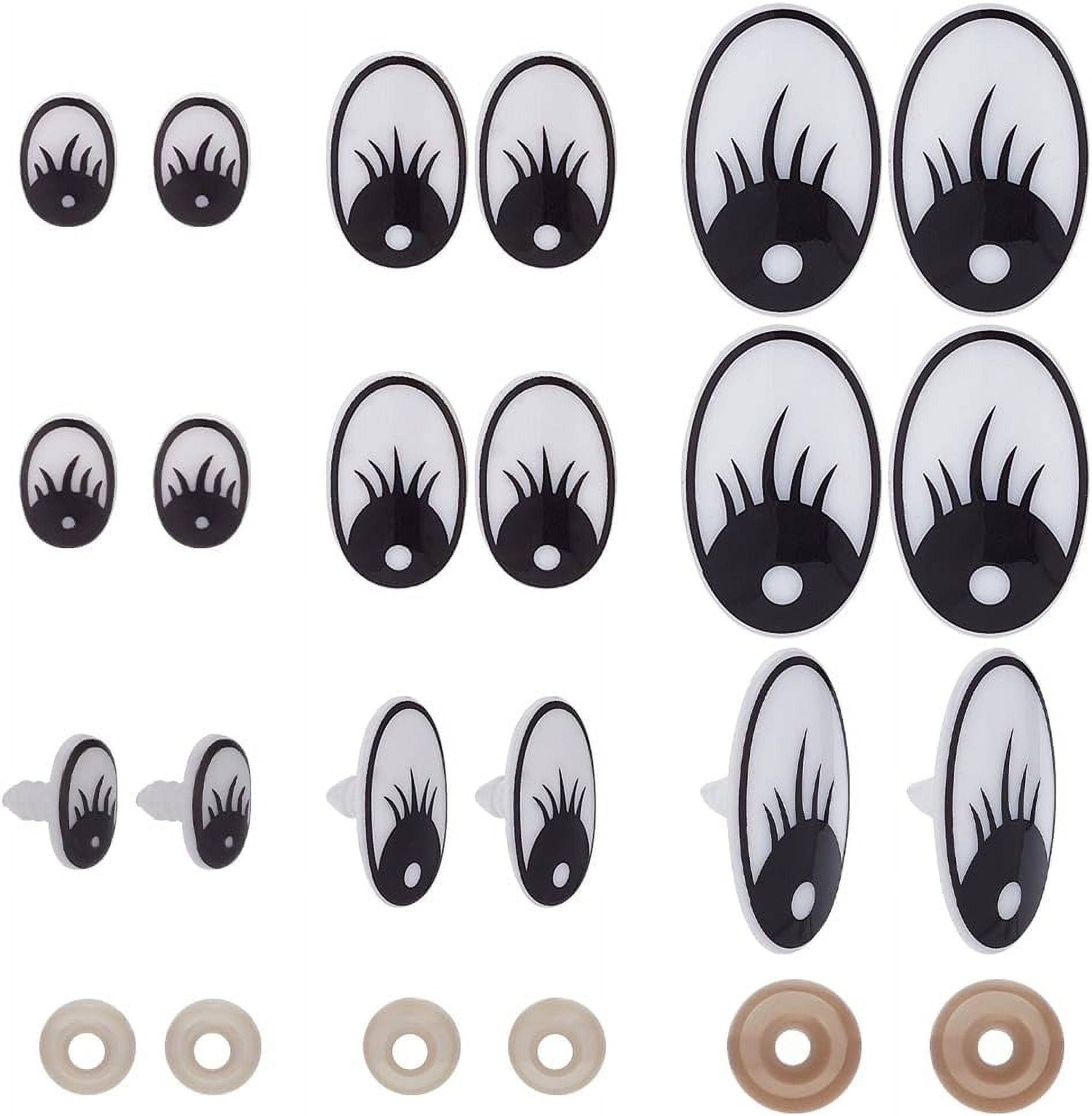 120 Sets 3 Sizes Plastic Craft Eyes Cartoon False Eyes with Spacer Set ...