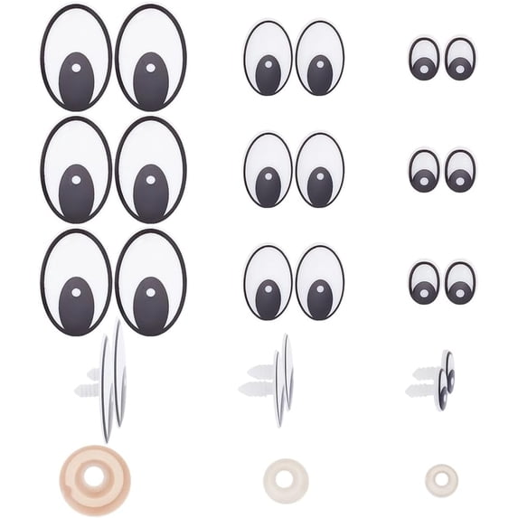 120 Sets 3 Sizes Plastic Craft Eyes Cartoon Safety Eyes with Spacer Set ...