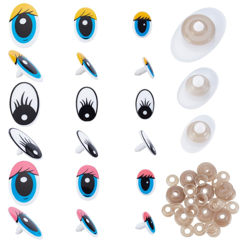 120 Sets 9 Styles Plastic Craft Eyes Cartoon False Eyes with Spacer Set ...