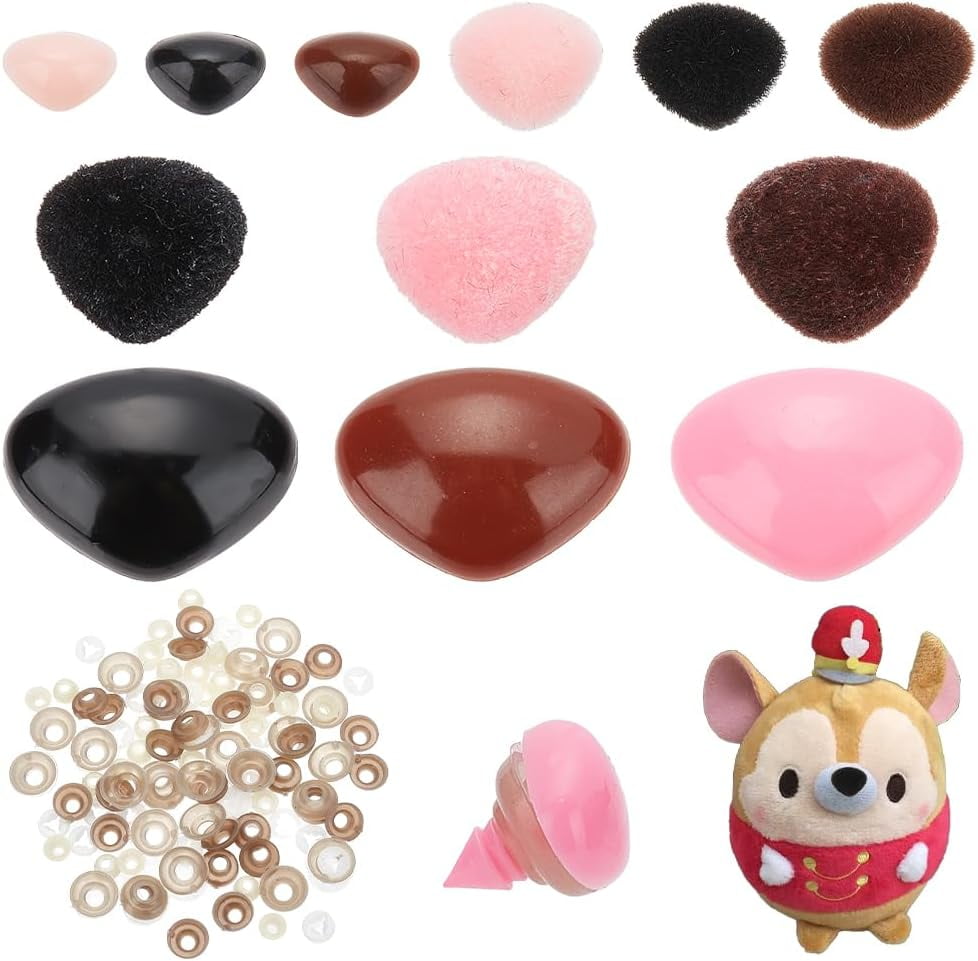 120 Sets Animal Safety Noses 12 Styles Plastic Triangle Noses Craft ...