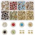 120 Sets Rhinestone Rivets Studs 11mm 6 Colors Sun Flower Crystal ...