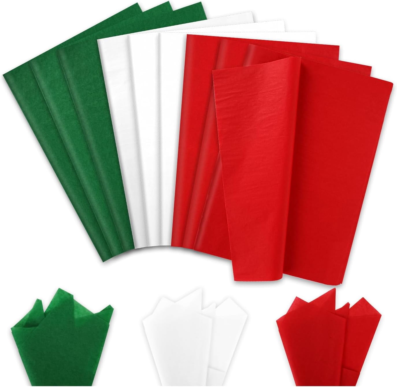 120 Sheet Christmas Tissue Paper Red Green White Gift Wrapping Paper ...