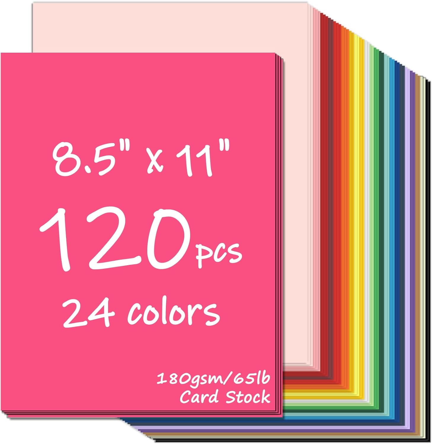 120 Sheets Colored CardStock, 180gsm/65lb 24 Colors Cardstock Print ...