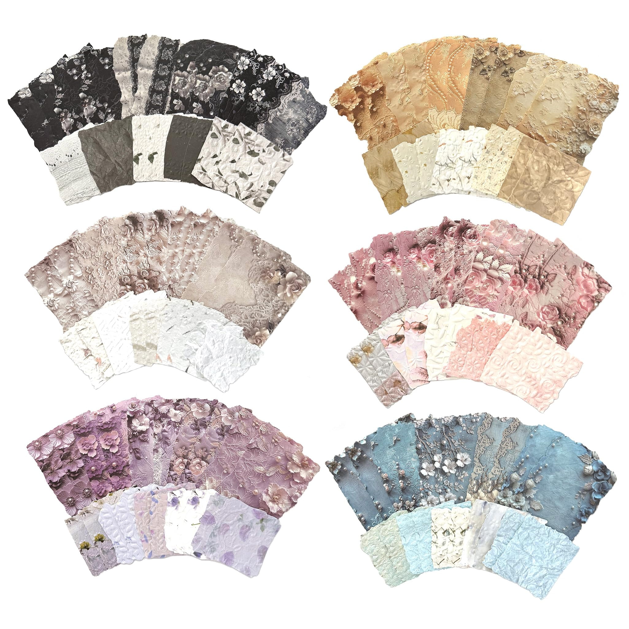 120 Sheets Decorative Collage STF9 Paper Pack, Flowers Scrapbooking ...