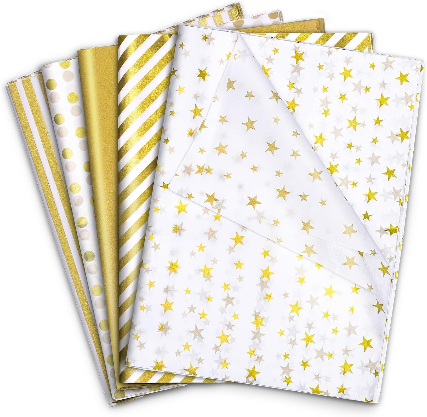 120 Sheets Gold Tissue Paper Bulk Gold White Tissue Paper with Dots ...