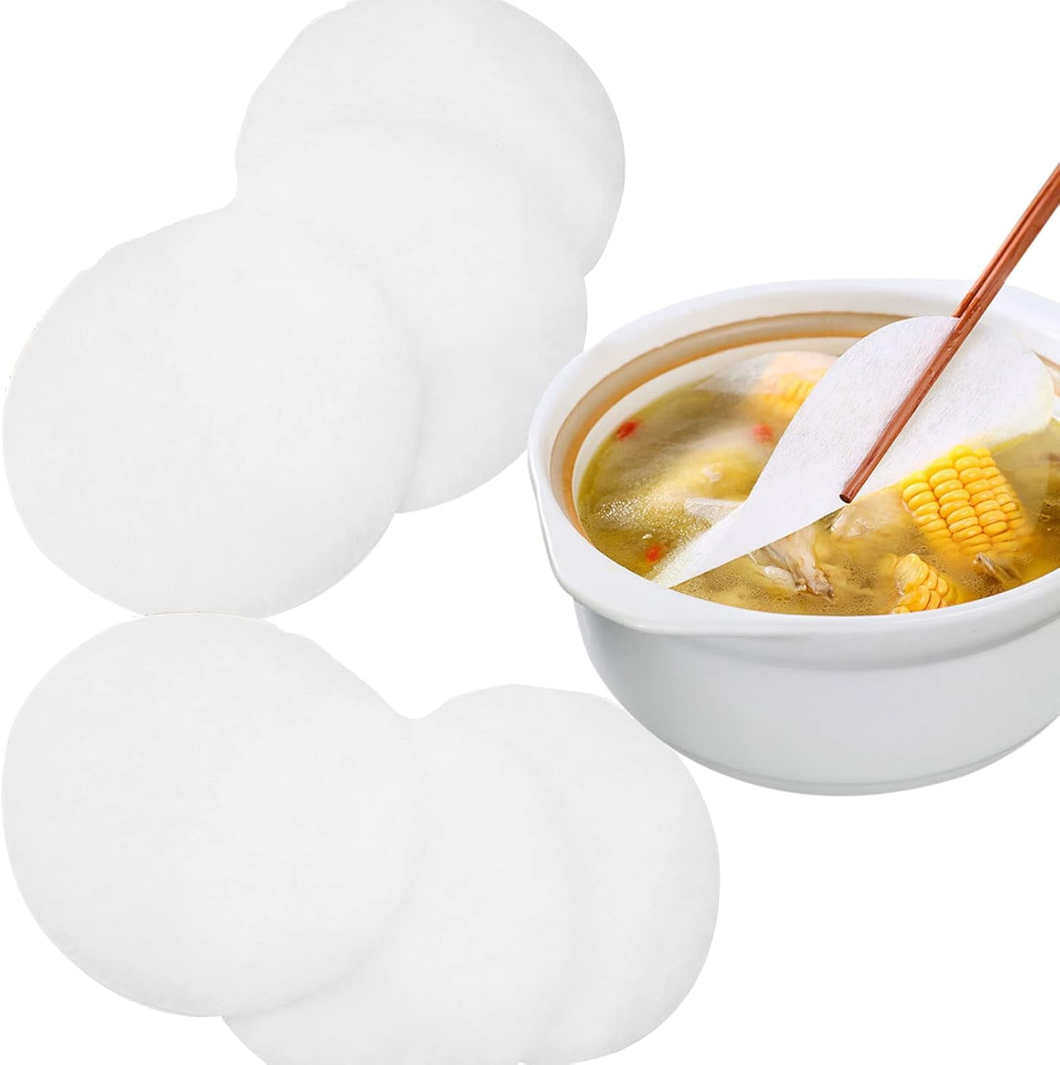 120 Sheets Oil Absorbing Paper for Kitchen, Round Soup Fried Film Food ...