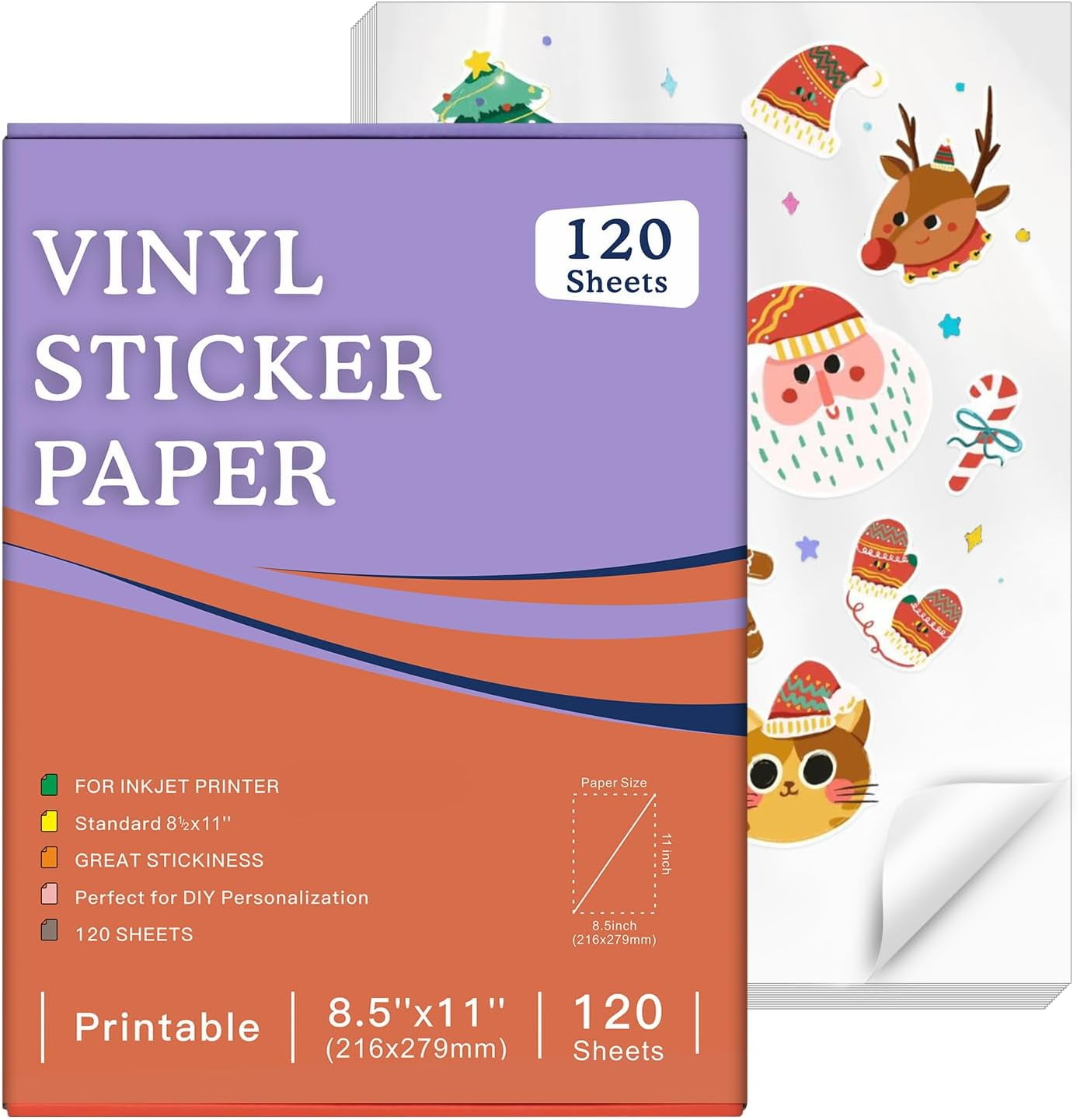 120 Sheets Premium Printable Vinyl Sticker Paper for Inkjet Printer ...