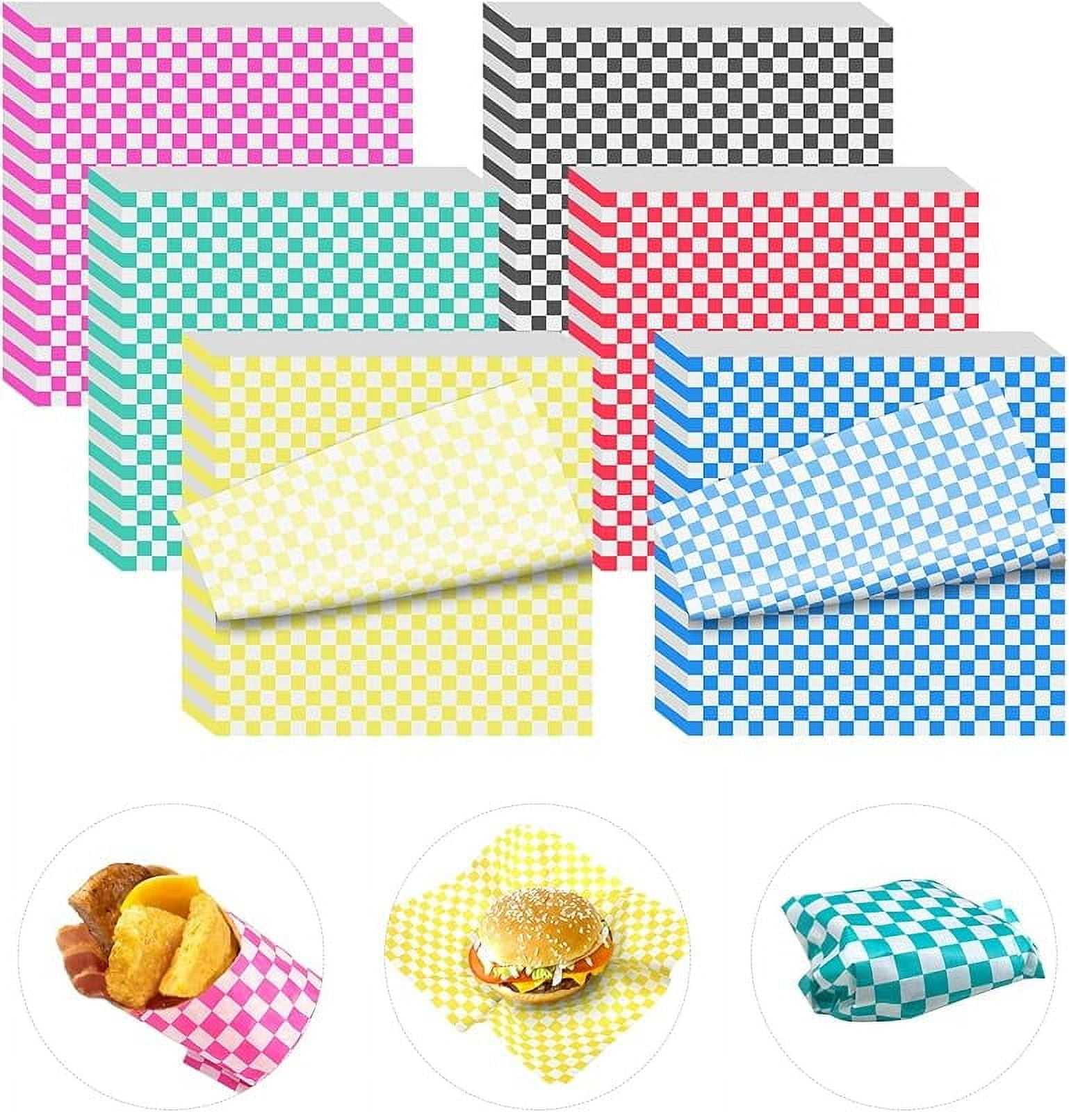 120 Sheets Variety Pack Checkered Dry Waxed Deli Paper Sheets 12x12 ...