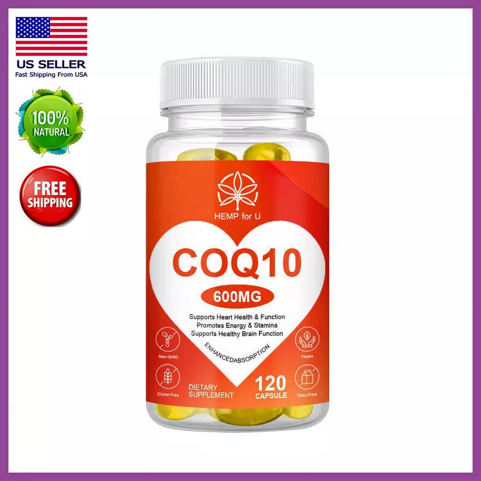 120_Vegetarian_Capsules_Coq_10_Coenzyme_Q_10_600Mg_Heart_Health_Energy ...