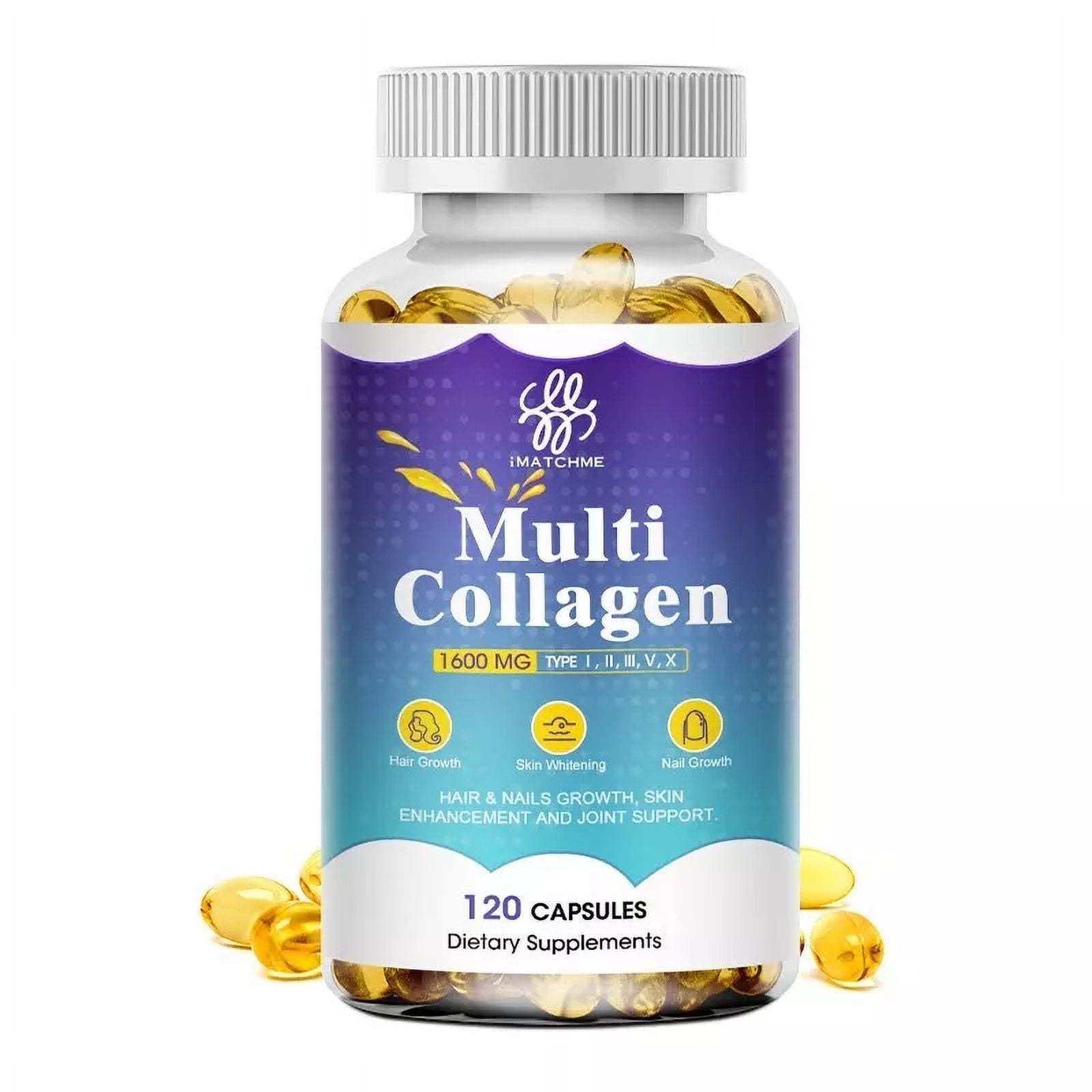 120_Vegetarian_Capsules_Multi_Collagen_Peptides_Type_I,Ii,Iii,V,X_Anti ...