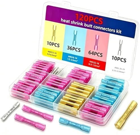 120 count Heat Shrink Connectors Kit - 3:1 Marine Grade Wire Connectors ...