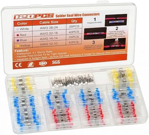 120 count Heat Shrink Solder Seal Wire Connectors Kit, Connector Heat ...