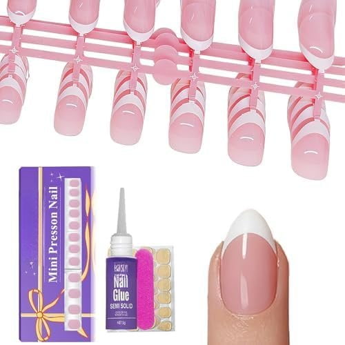 120 count Press Nails, 5 Pack Short White Tip Nails, Almond Full Cover ...
