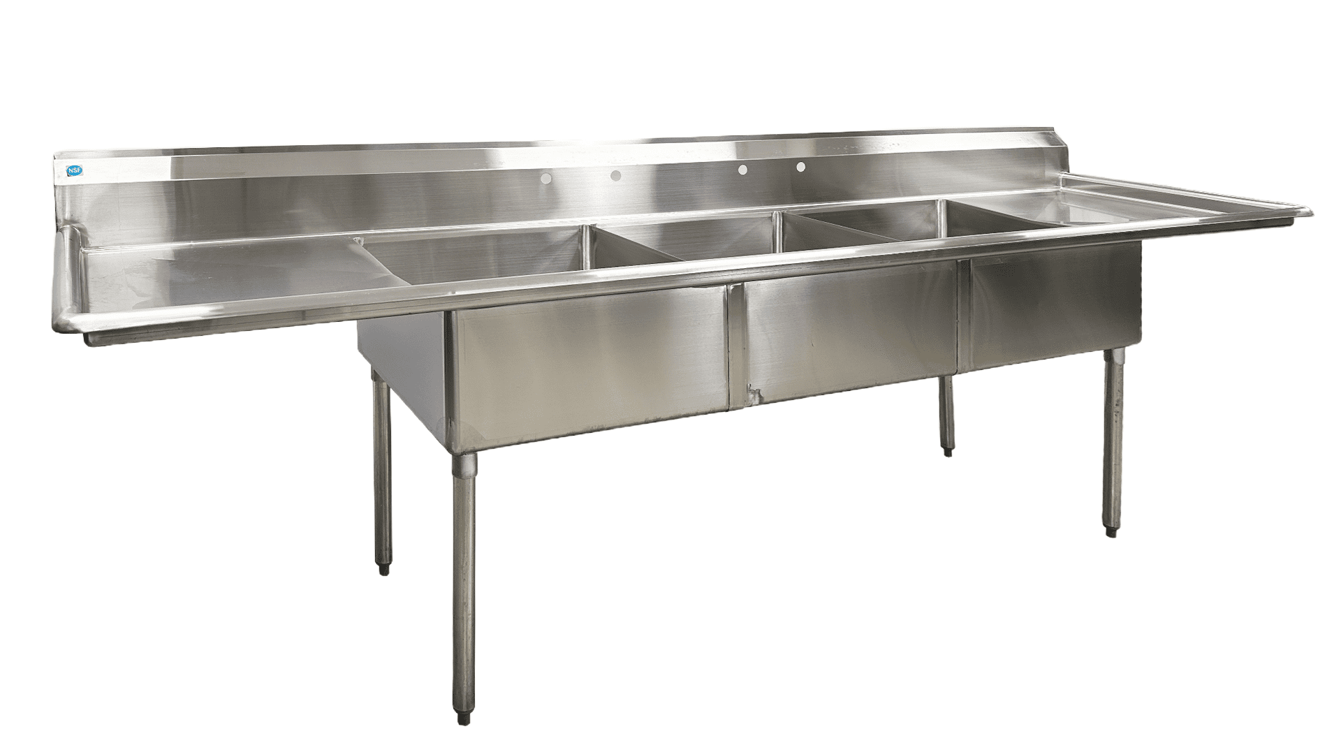 120 in. Stainless Steel 3 Compartment Sink, Freestanding Commercial ...