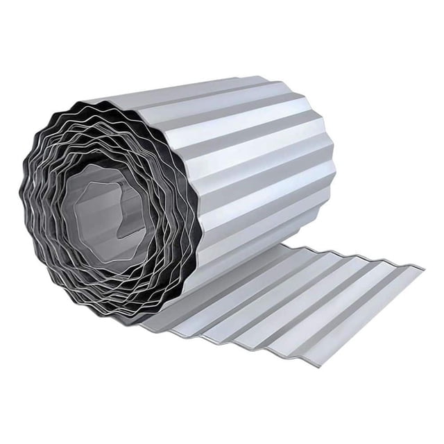 120 in. x 8 in. Silver Metal Corrugated Garden Edging, Strong ...