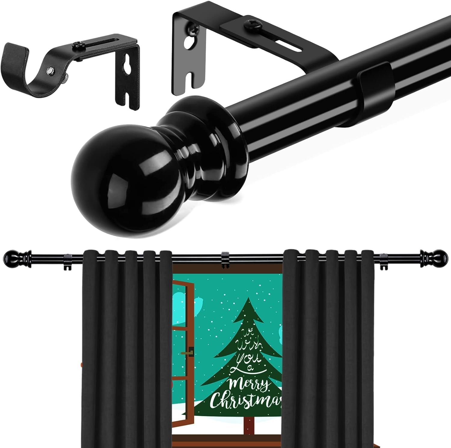 120-inch To 170-inch Extra Long Curtain Rods, 1 Inch Heavy Duty with 4 ...