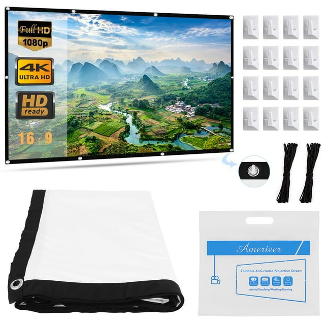 120 inch Projection Screen, 4K Projector Screen,16x9 HD TV Projector ...
