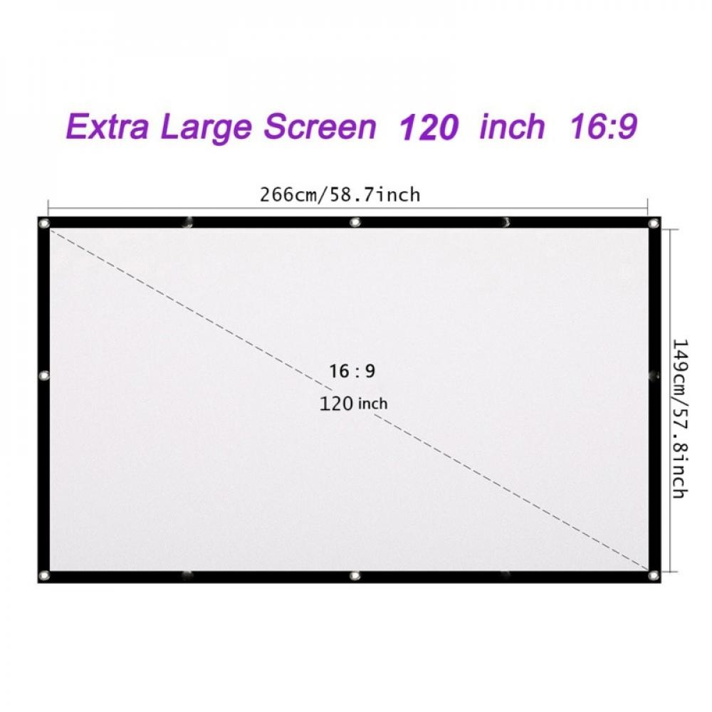 120 inch Projector Screen 4K, Portable Foldable Projector Screen 16:9 ...