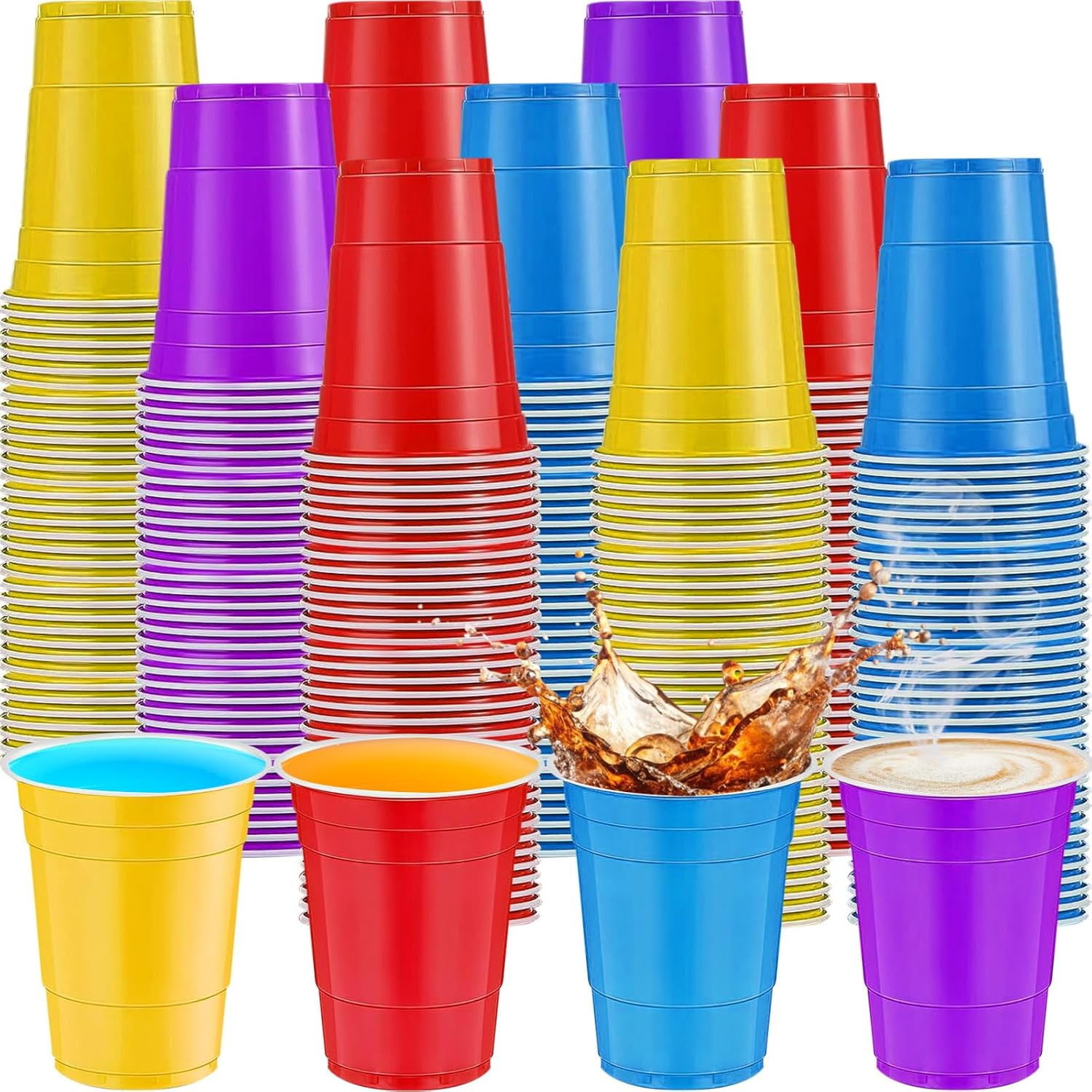 120 pcs 16 oz colourful plastic cups Assorted Colors Cups 16 oz colored ...