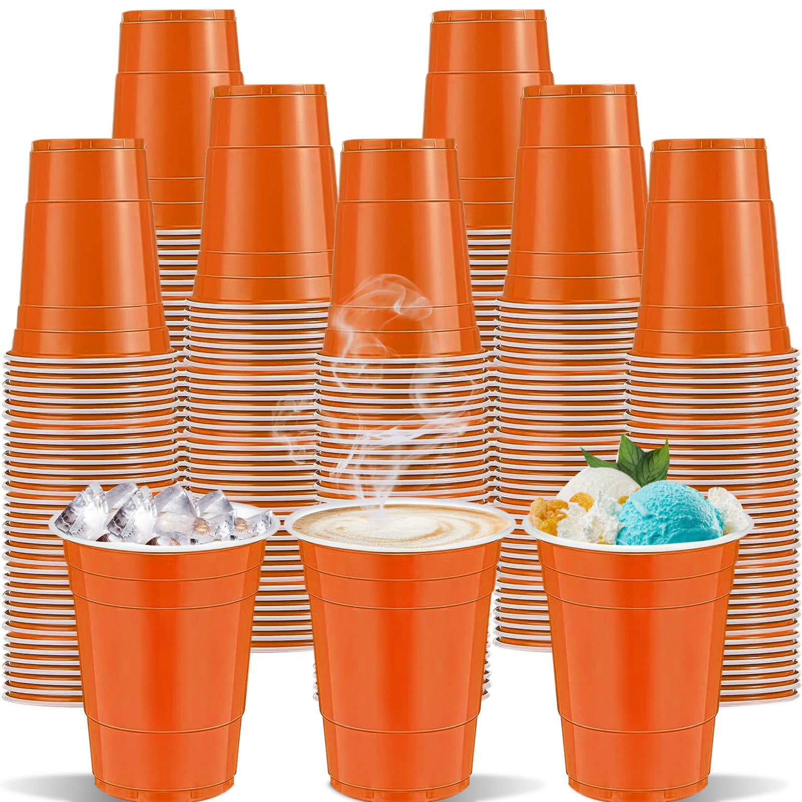 120 pcs 16 oz orange plastic cups 16 oz orange Plastic Soda cups orange ...