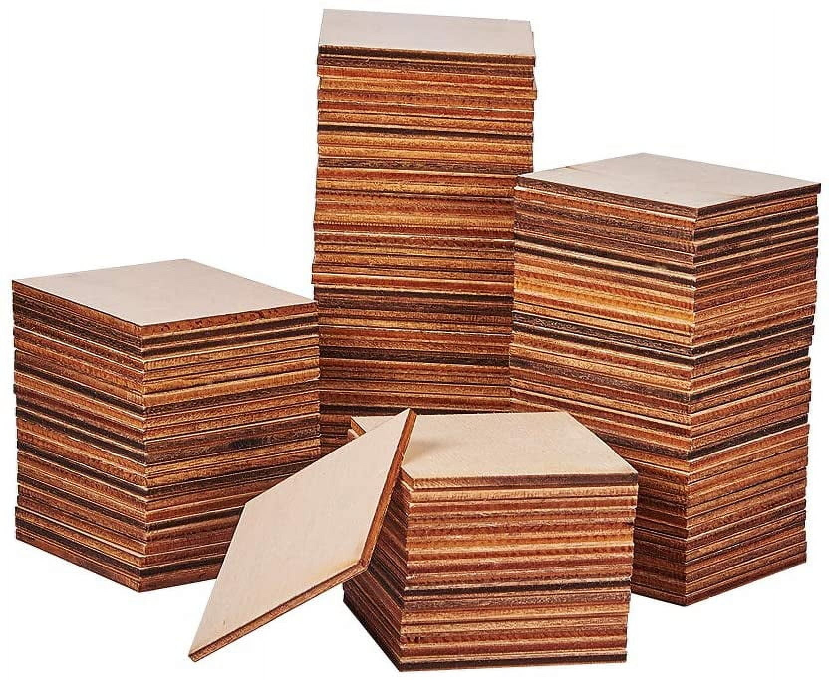 120 pcs 5cm(2 inch) Unfinished Blank Wood Squares Slices Wood Cutouts ...