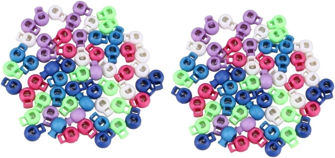 120 pcs Fasteners Stopper Draw Bags Threading Black Buckle Cover ...