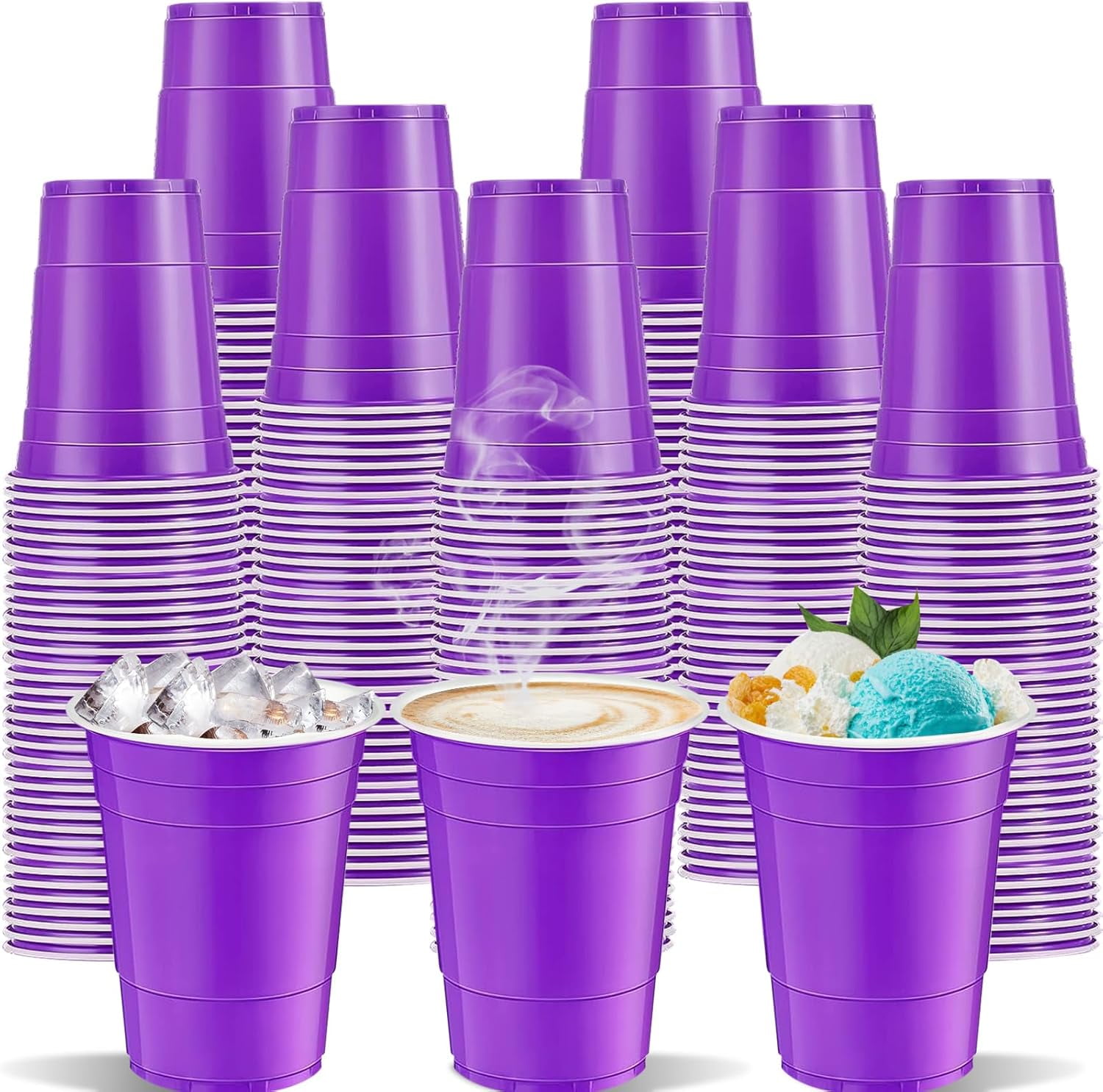 120 pcs Purple Plastic Drinking Cups, 16 oz, Disposable Party Cups for ...