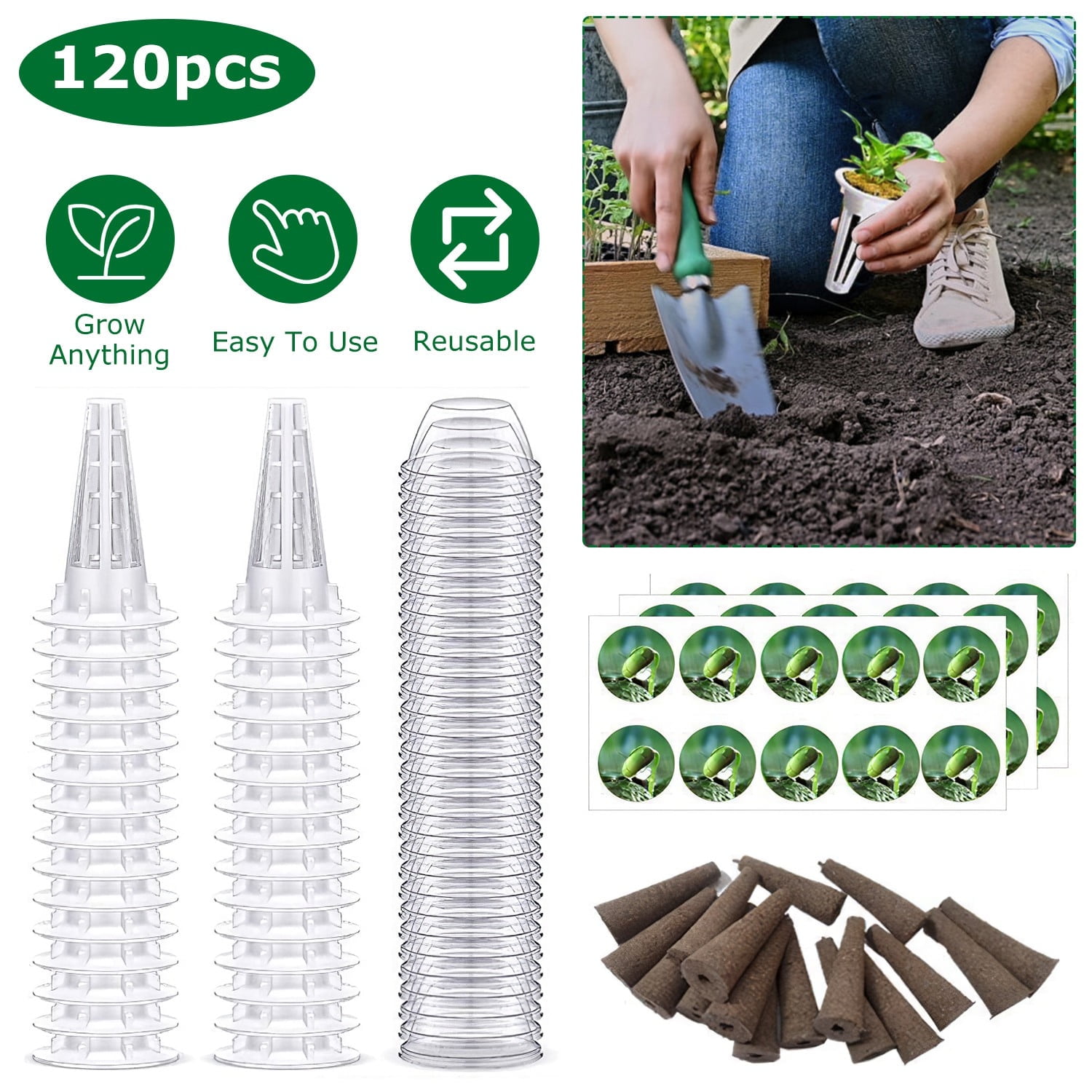 iMounTEK 120-Count Hydroponics Plant Growing Kit with Sponges, Stickers ...