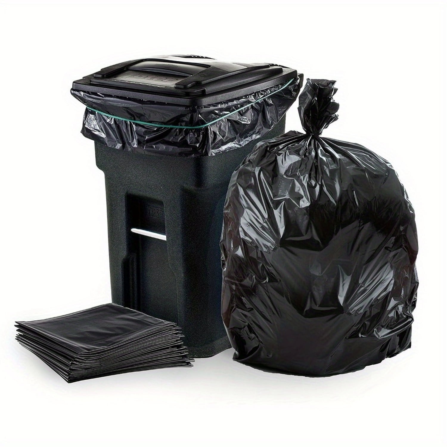 35 Gallon Trash Bags Heavy Duty Tall Black Large Garbage Bags Kitchen ...