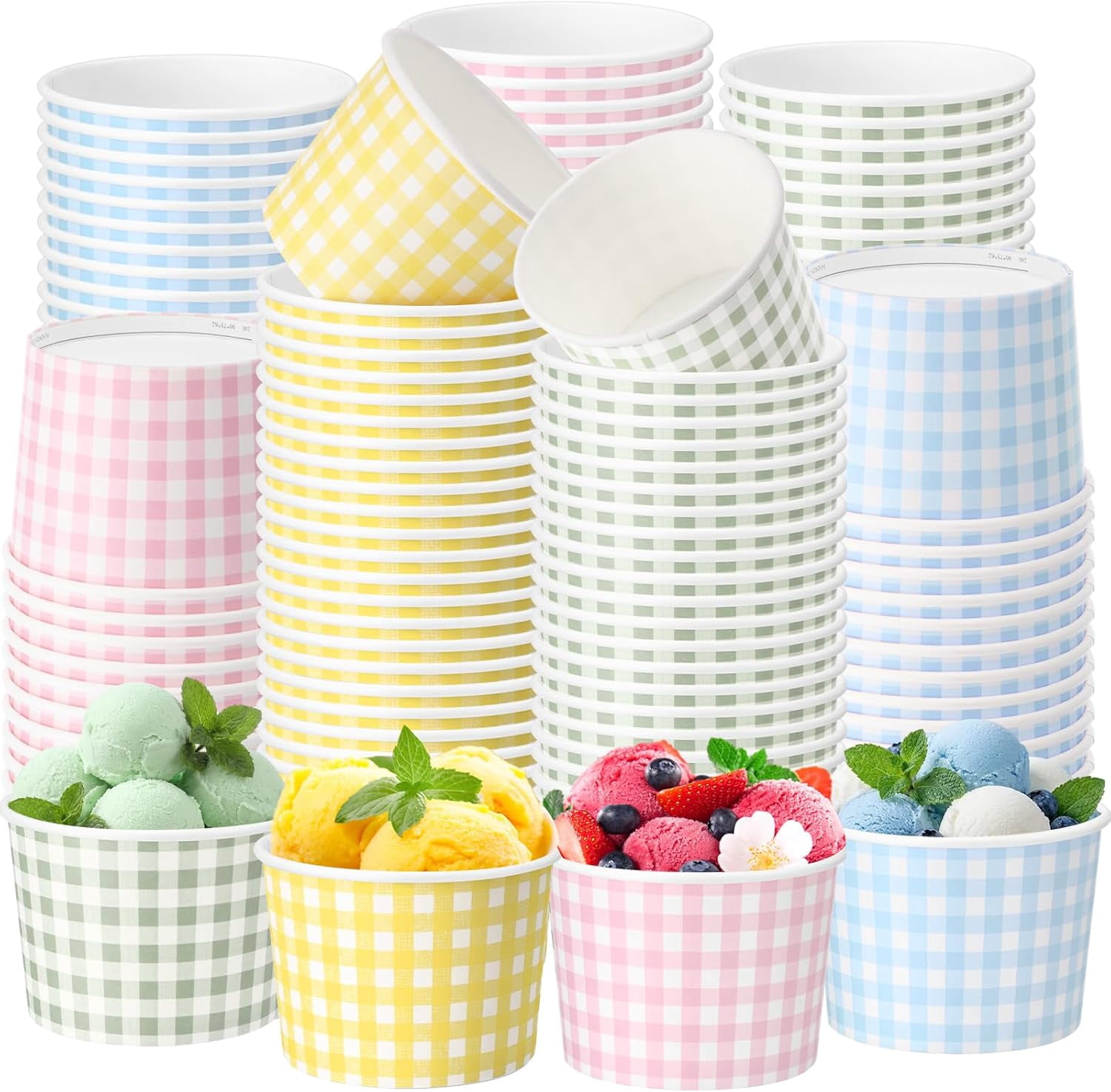 120 pieces 9-ounce ice cream cups disposable use, light-colored ...