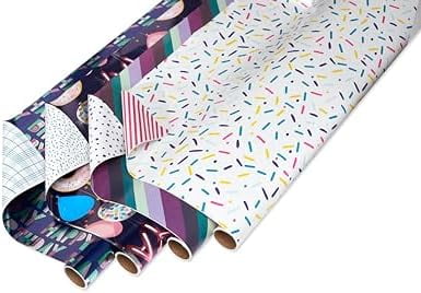 120 sq. ft. Reversible Wrapping Paper Bundle for Birthdays and All ...