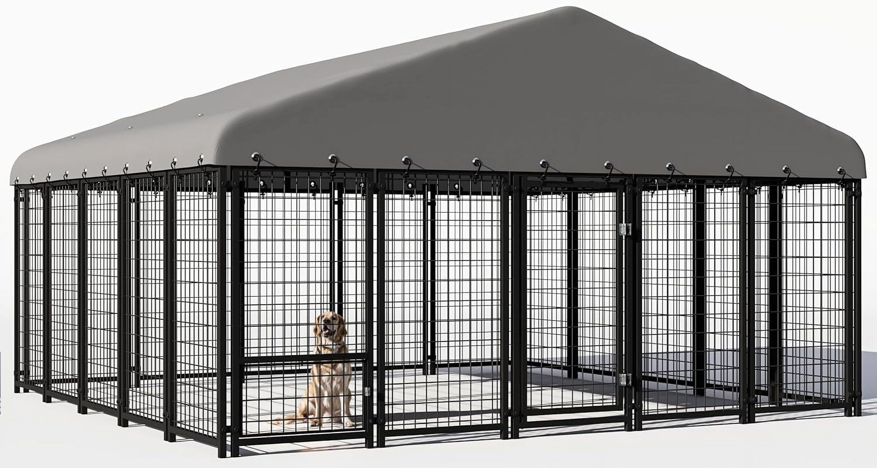 120"x118"x72" Dog Kennel Outside, Large Outdoor Dog Kennel with Feeding ...