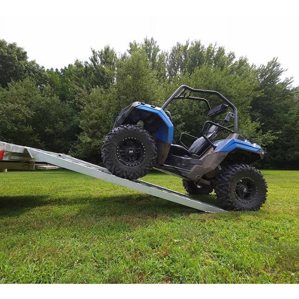 120"x15"x3" Aluminum Trailer Loading Ramps with Knife Foot & Hook Ends ...