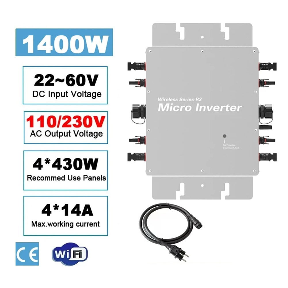 1200-1600W Smart Miniature Inverter Solar Grid Inverter App Monitoring ...