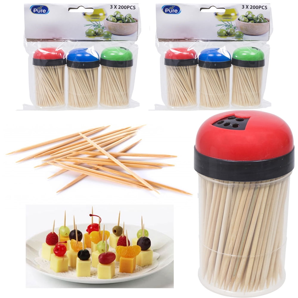 1200 Bamboo Wooden Toothpicks Fruit Picks Natural Round Catering Party ...