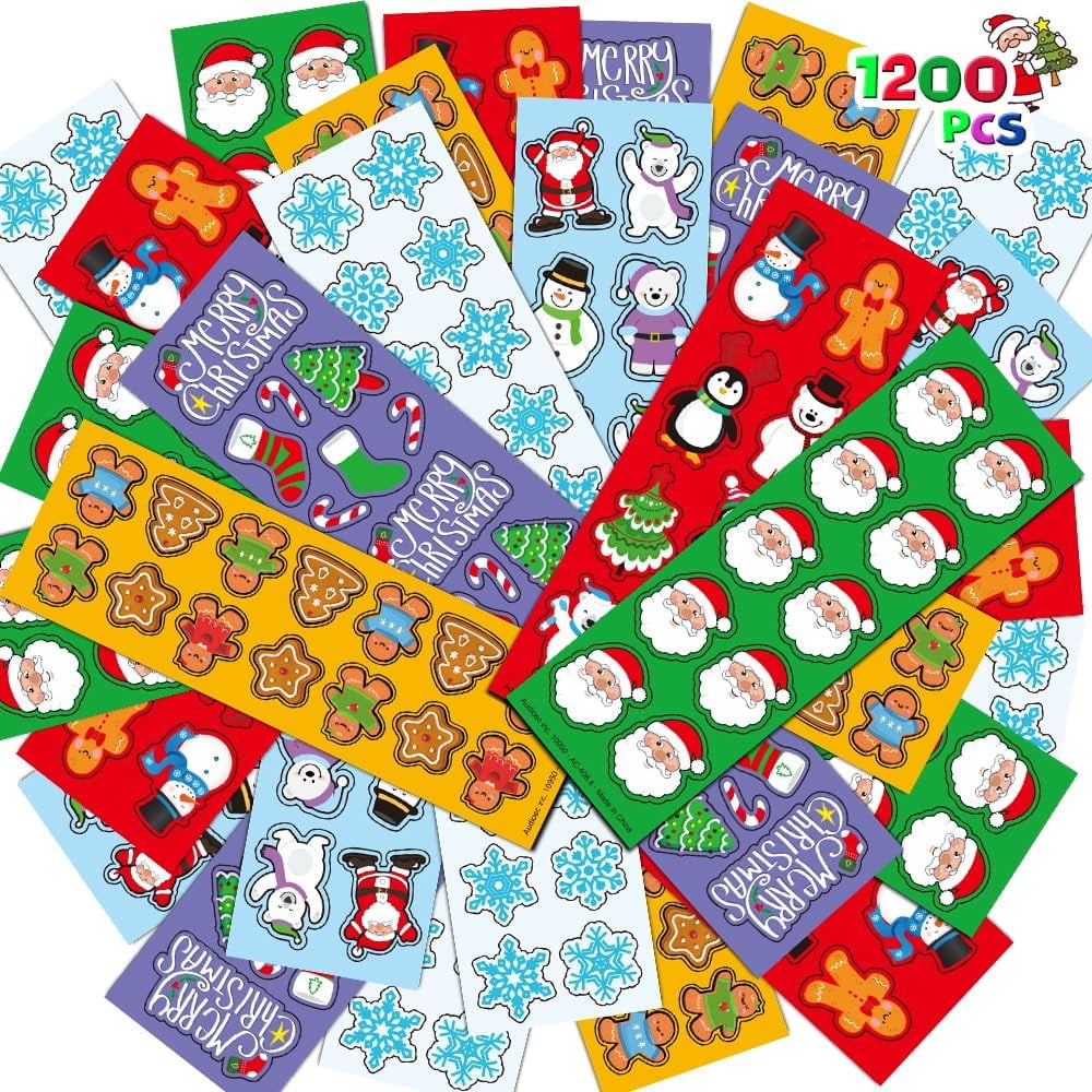 1200 Christmas Stickers for Kids - with 100 Sticker Sheets Holiday ...