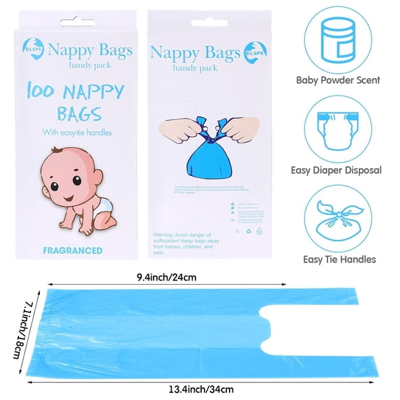 1200 Count Baby Disposable Diaper Bags Scented Diaper Sacks with Tie ...