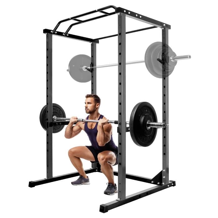 1200 LBS Black Power Rack, 14.0 SQ.FT Footprint, 14 Hole Adjustable ...