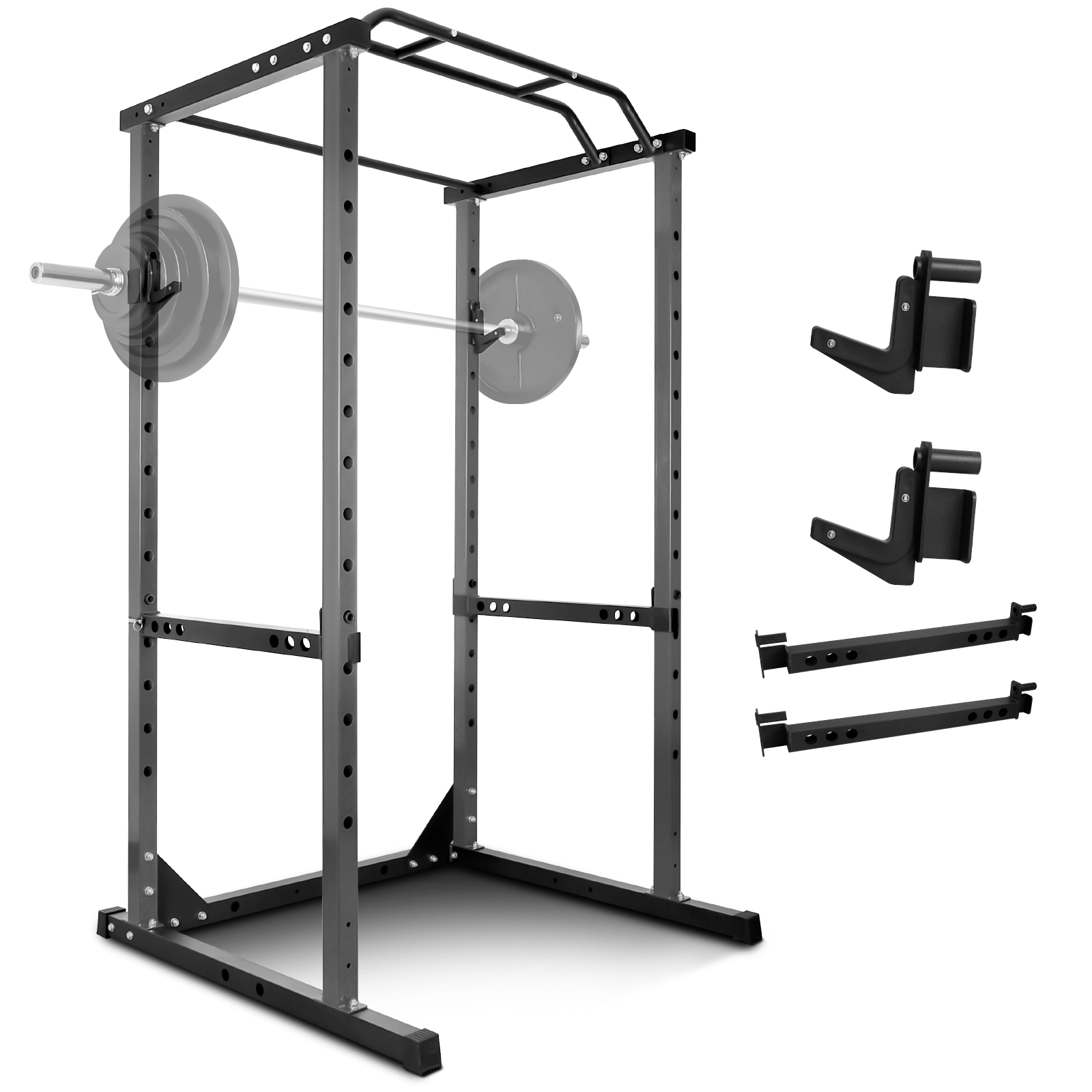 1200 LBS Black Power Rack, 14 Hole Adjustable, Multi-Functional Squat ...