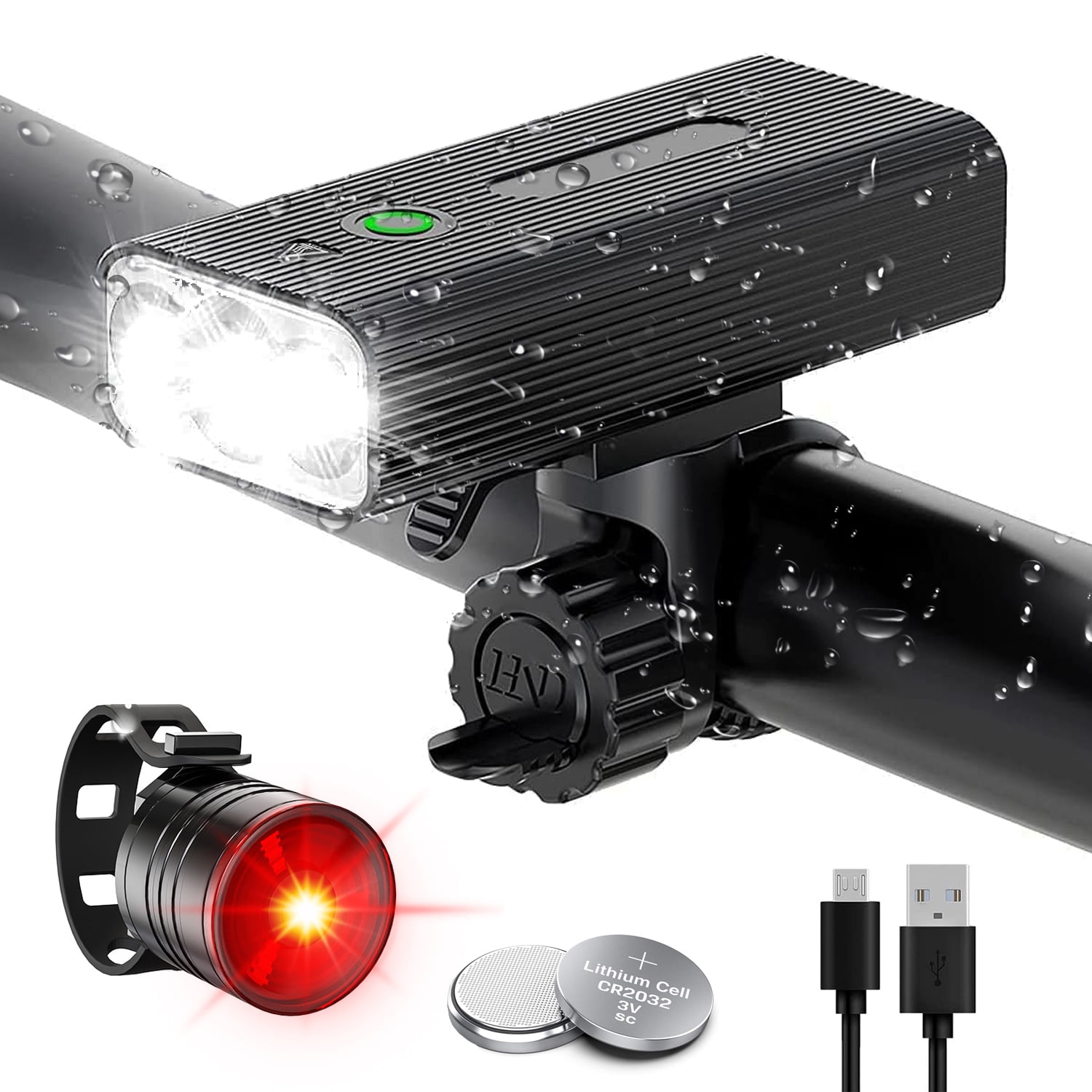 1200 Lumen Bike Light Front and Back, Anpro Super Bright 3 LED Bike ...