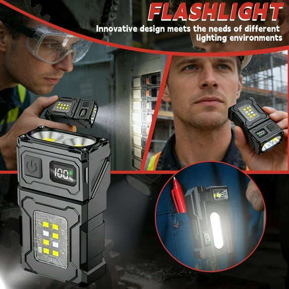 1200 Lumen Super Bright Rechargeable Flashlight With 180° Rotating ...