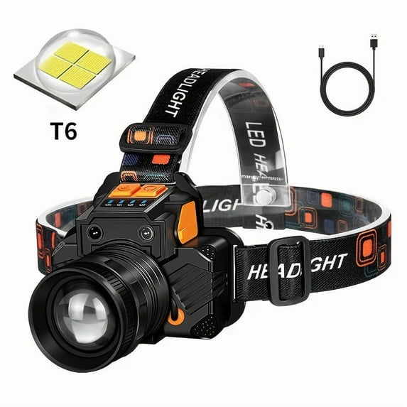 1200 Lumens Super Bright Rechargeable LED Headlamp - 3 Modes + Warning ...