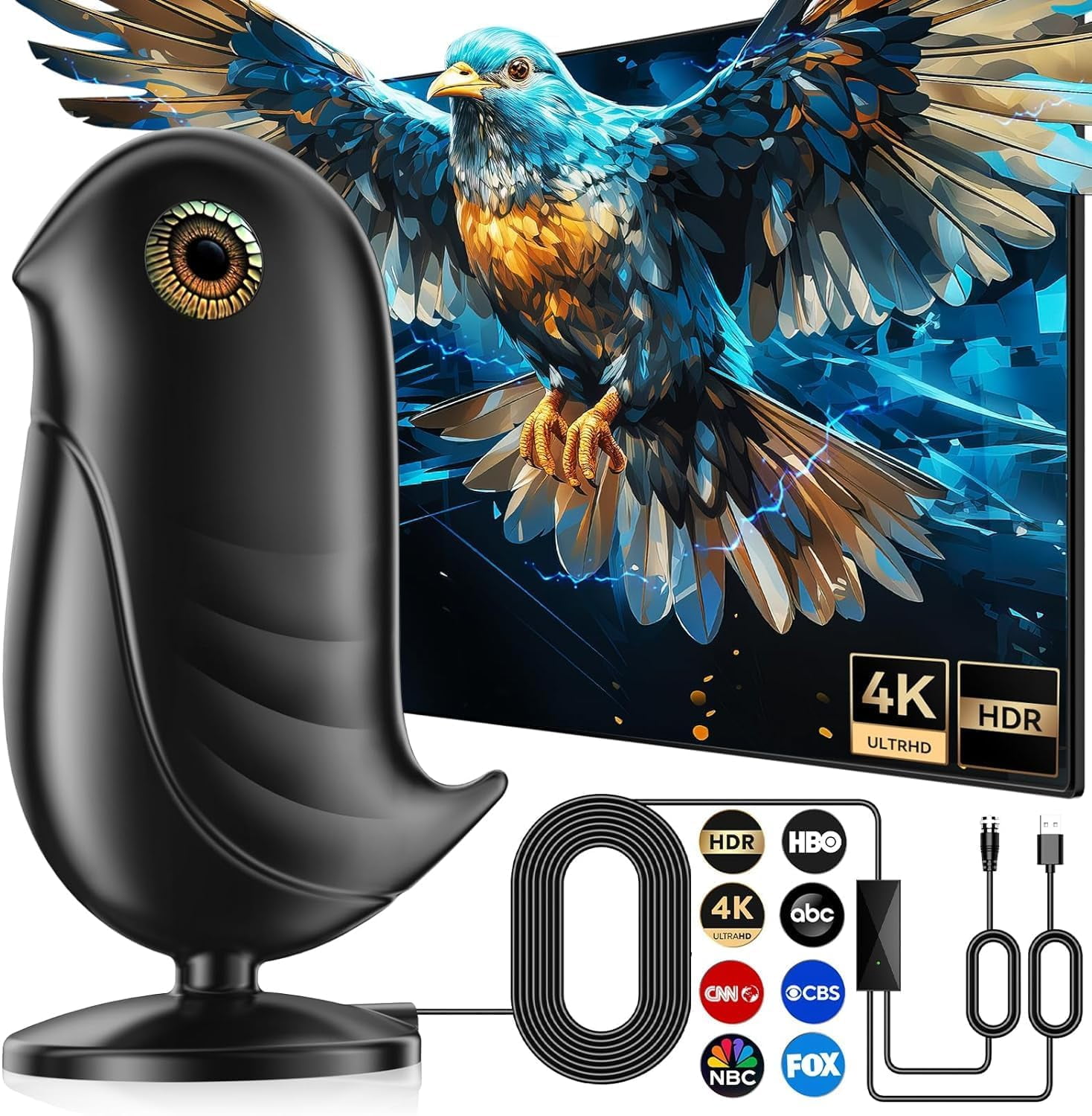 1200+ Miles Long Ran HD Antenna for Smart TV and All Older TV's,Digital ...