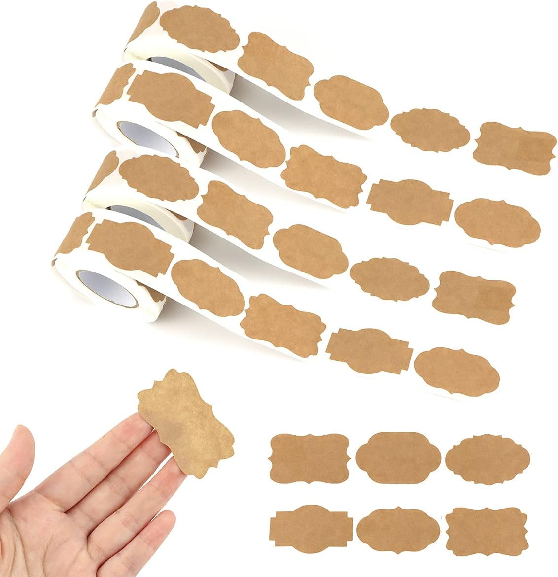 1200 PCS 1.2" x 2" Jar Name Labels, Natural Brown Kraft Paper Sticker ...