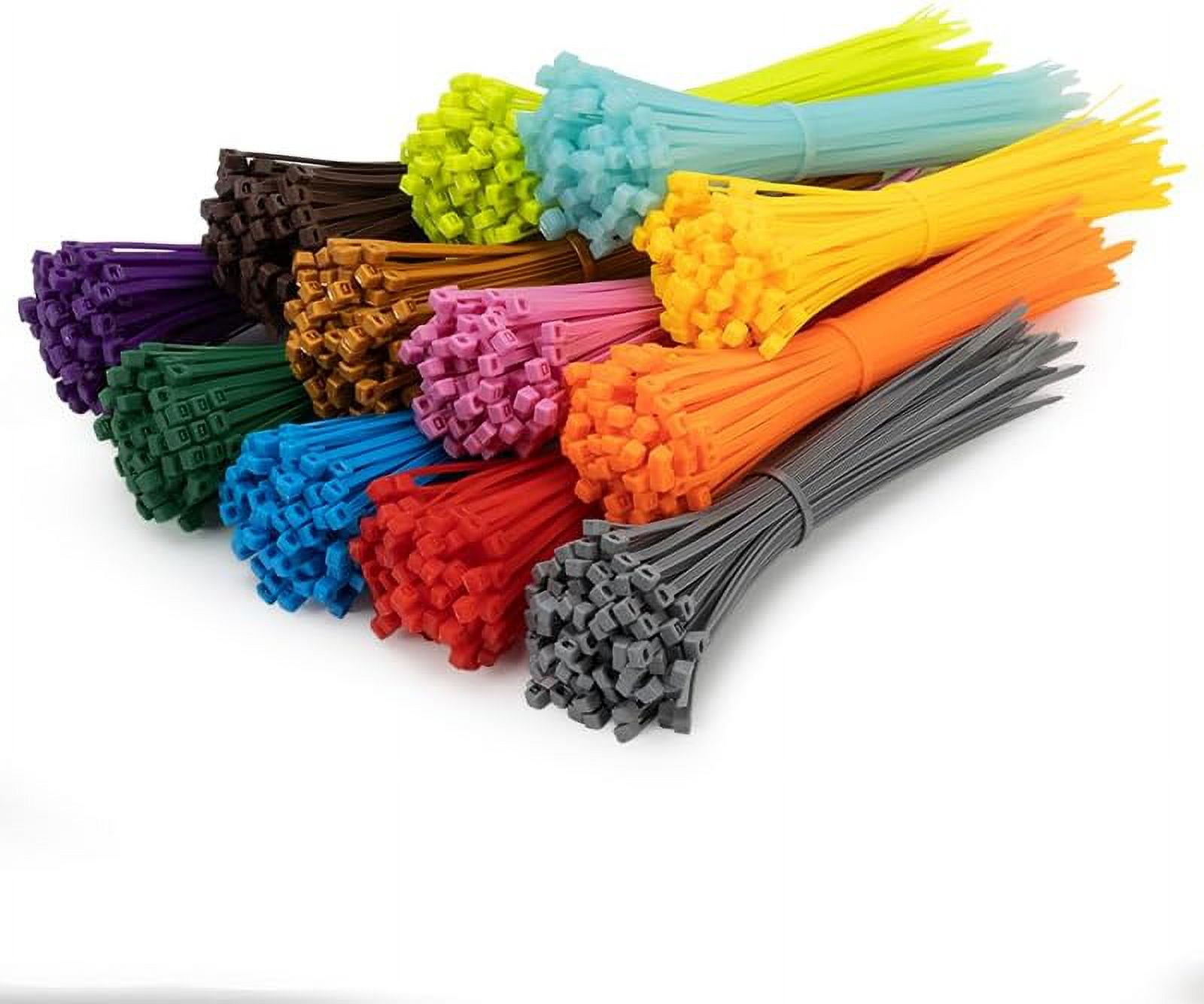 1200 PCS 4.8x300mm Colored Zip Ties Multi-Purpose Self-Locking Nylon ...