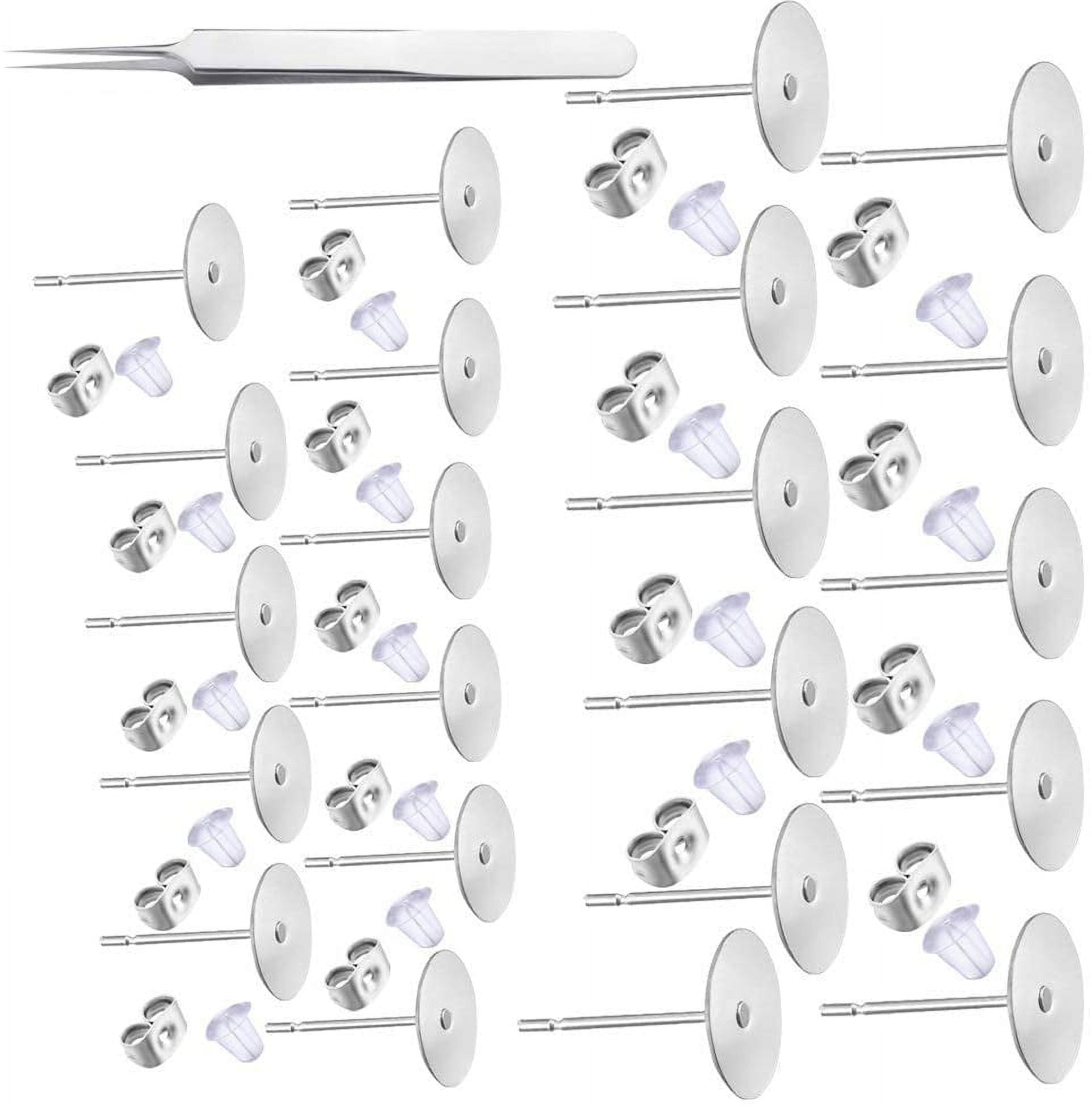 1200 PCS 8MM Hypoallergenic Stainless Steel Earrings Posts Flat Pad ...