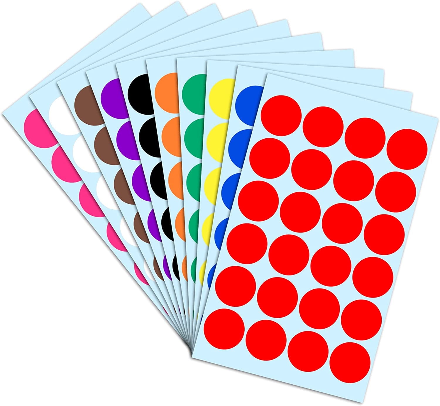 1200 Pack, 1" Round Colored Dot Stickers Labels - 10 Assorted Colors ...